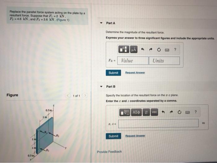 Solved Replace the parallel force system acting on the plate | Chegg.com