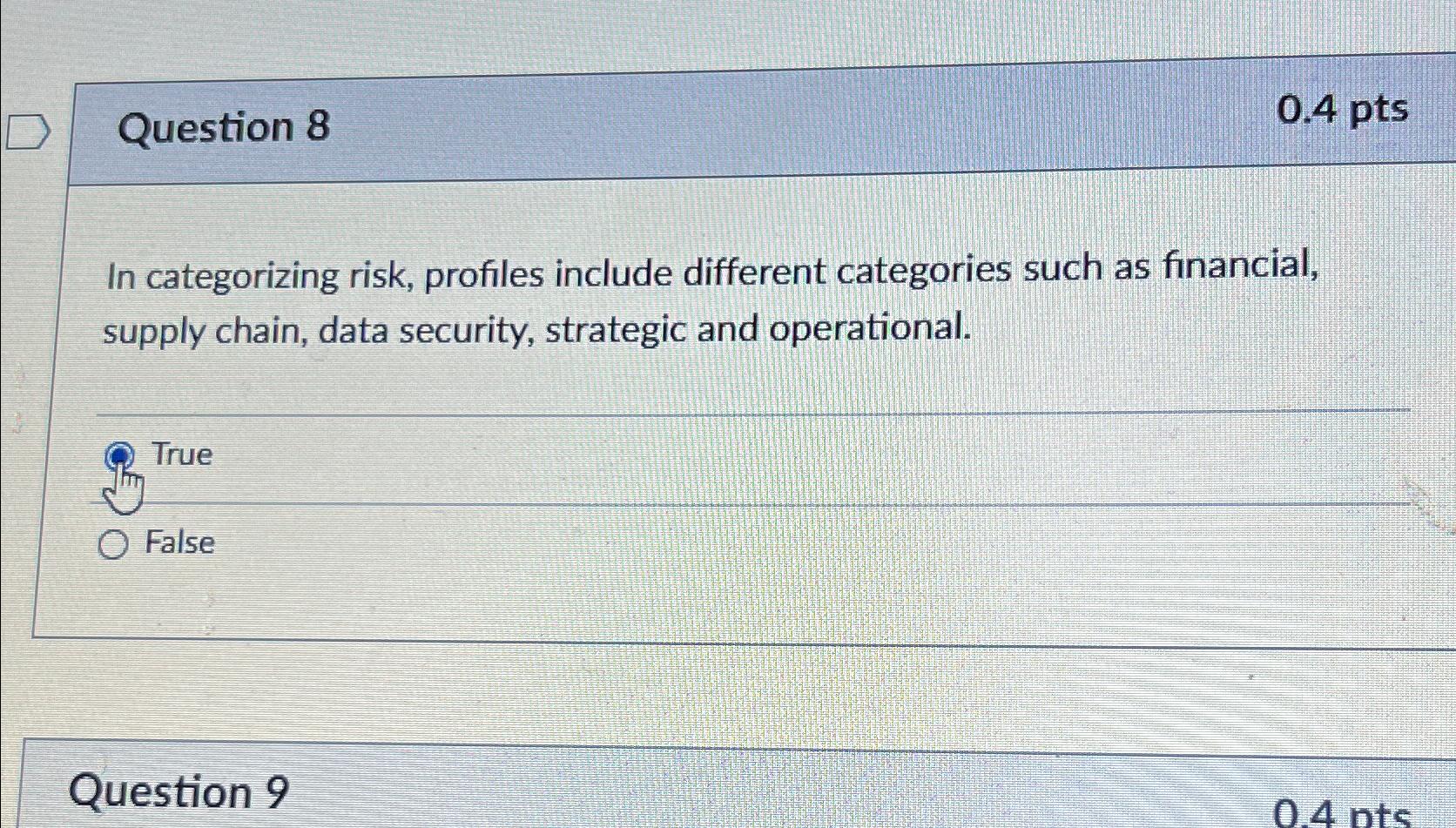Solved Question 80.4ptsIn categorizing risk, profiles | Chegg.com