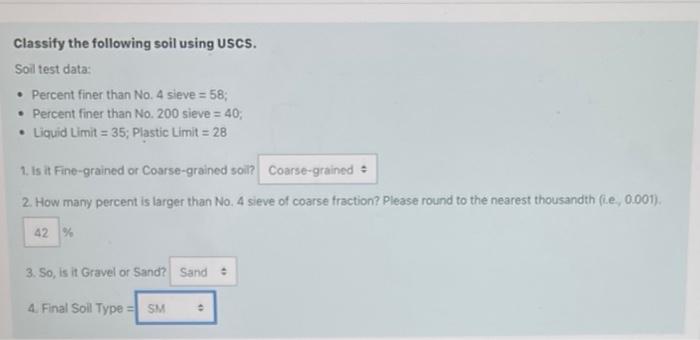 Solved Classify the following soil using USCS. Soil test | Chegg.com