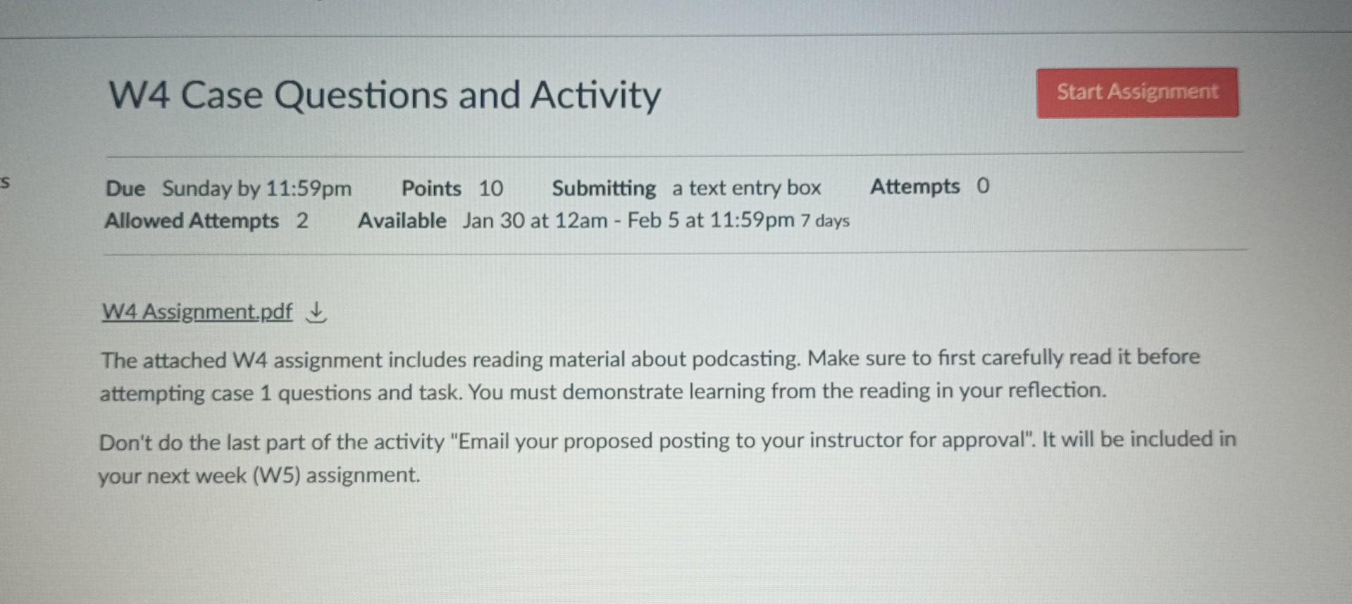 W4 Case Questions and Activity Due Sunday by 11:59pm | Chegg.com