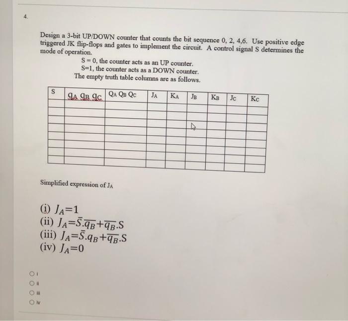 Solved Design a 3-bit UP/DOWN counter that counts the bit | Chegg.com