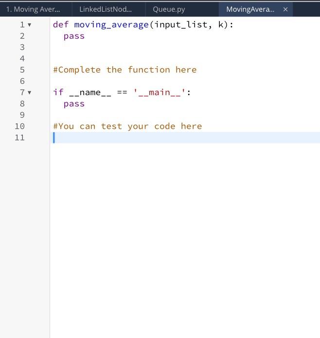 Solved . 1. Moving Average Given an array of integers, | Chegg.com