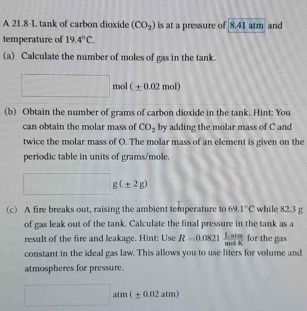 Solved (b) Obtain the number of grams of carbon dioxide in | Chegg.com