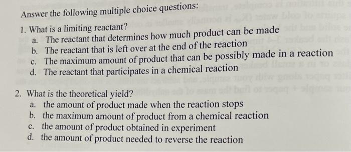 Solved Answer the following multiple choice questions: 1. | Chegg.com