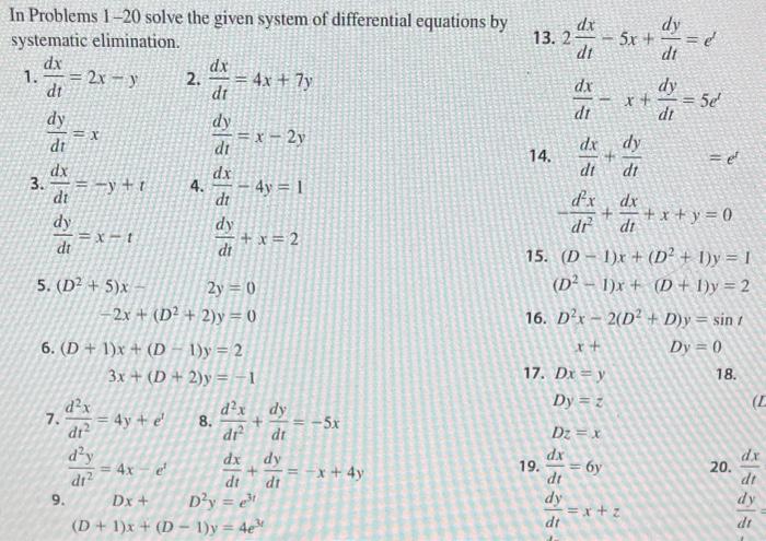 Solved In Problems 1-20 solve the given system of | Chegg.com Solved In Problems 1-20 solve the given system of | Chegg.com