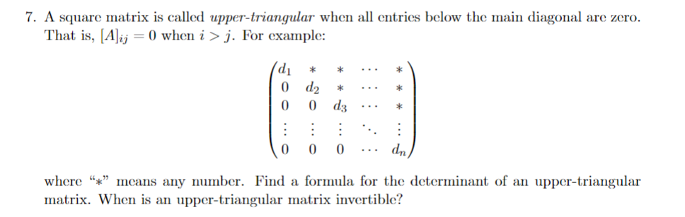Solved A square matrix is called upper-triangular when all | Chegg.com