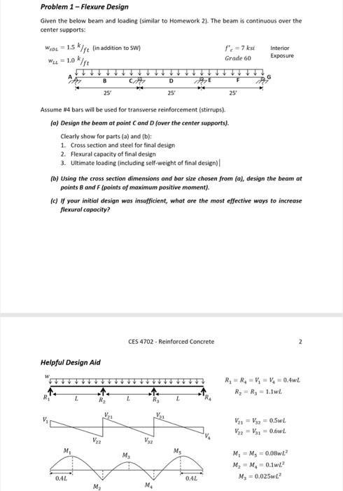Problem 1 - Flexure Design Given the below beam and | Chegg.com