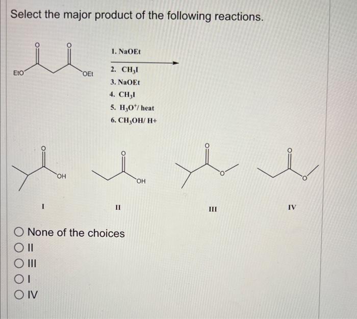 Solved Select the major product of the following reactions. | Chegg.com