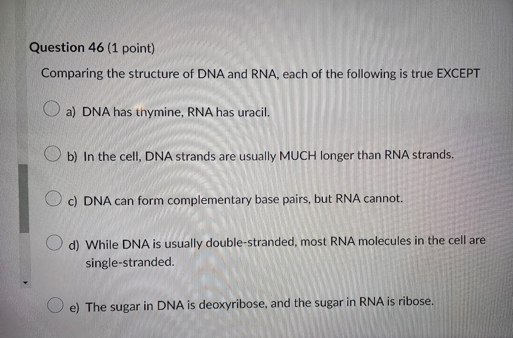 Solved Question 45 (1 point) In the DNA structure proposed | Chegg.com