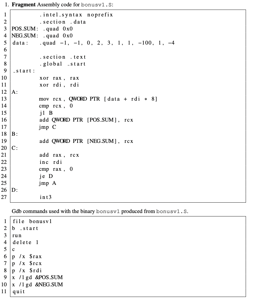 Solved 1. ﻿Fragment Assembly code for bonusv1. ﻿S: | Chegg.com