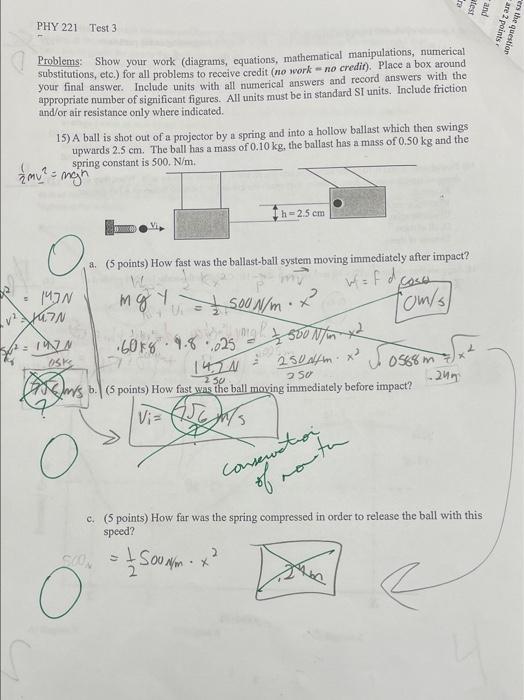 Solved V² PHY 221 Test 3. Problems: Show your work | Chegg.com