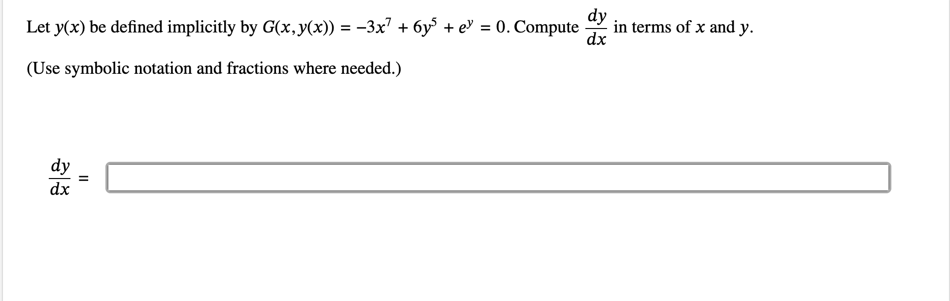 Solved Let y(x) ﻿be defined implicitly by | Chegg.com