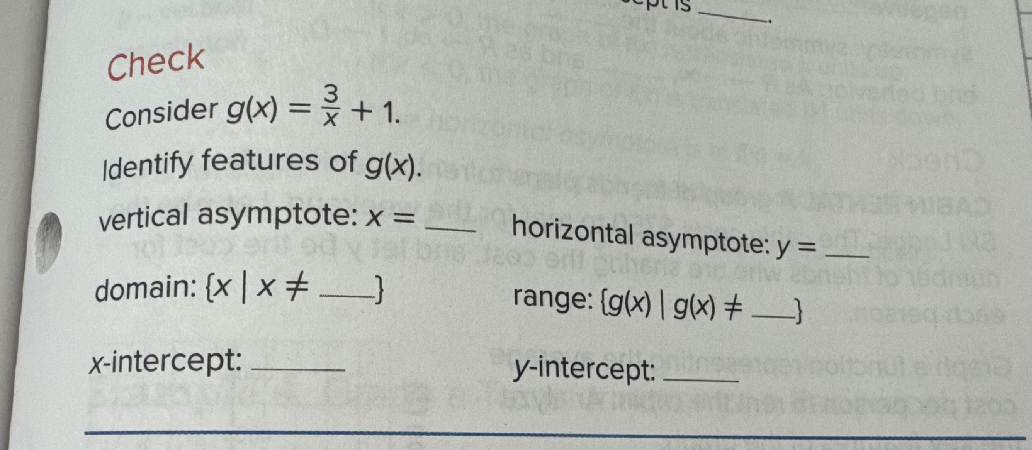Solved Checkconsider g(x)=3x+1.Identify features of | Chegg.com