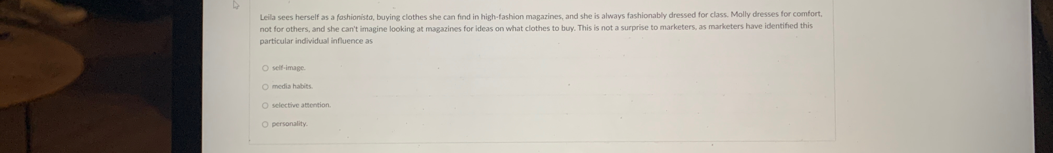 Solved particular individual influence asself-image.media | Chegg.com