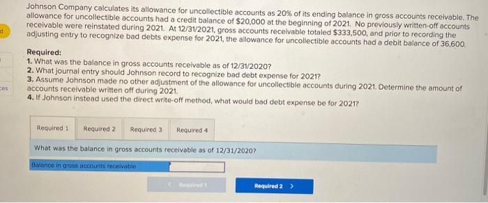 Solved a Johnson Company calculates its allowance for | Chegg.com