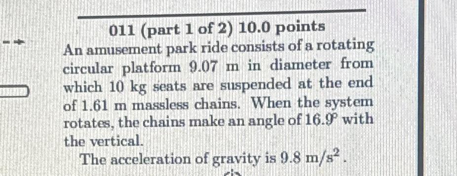 Solved 011 (part 1 ﻿of 2 ) 10.0 ﻿pointsAn amusement park | Chegg.com