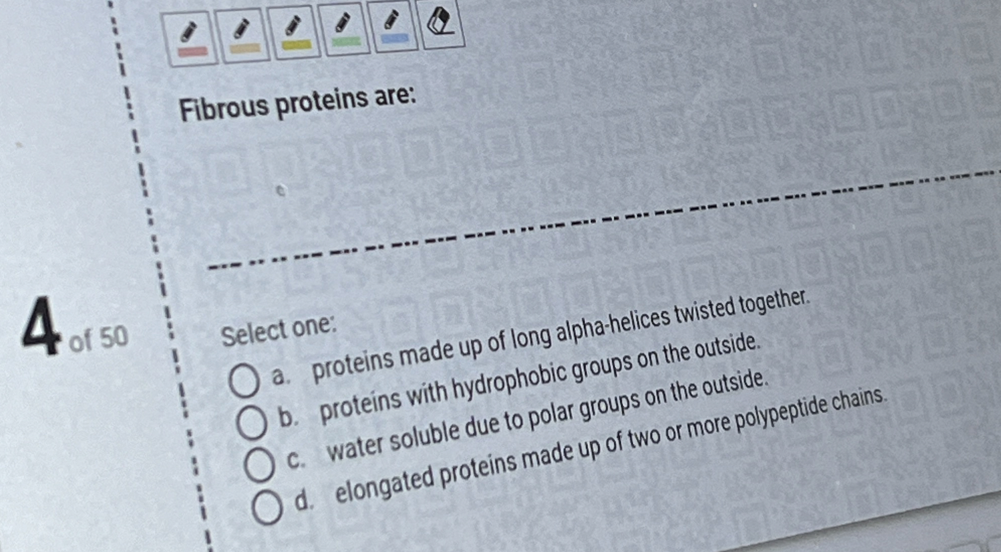 Solved Fibrous proteins are:4.Select one:a. ﻿proteins made | Chegg.com