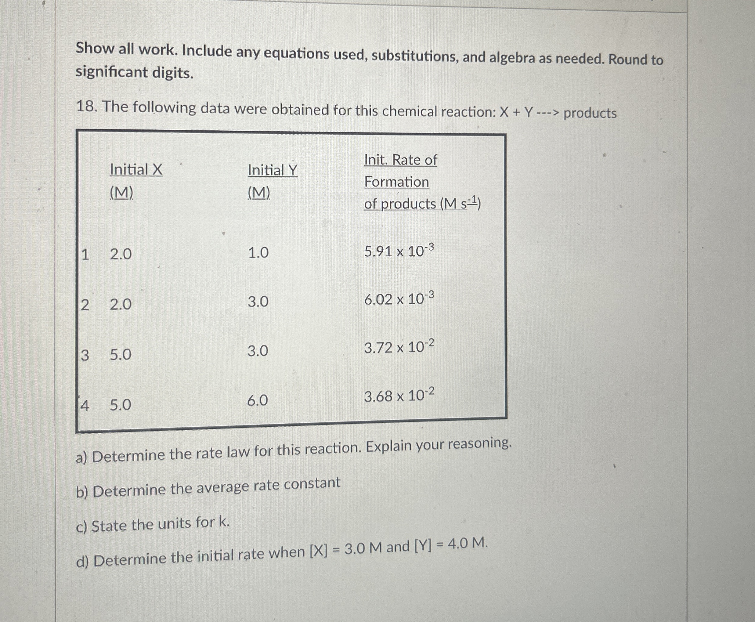 Show all work. Include any equations used, | Chegg.com