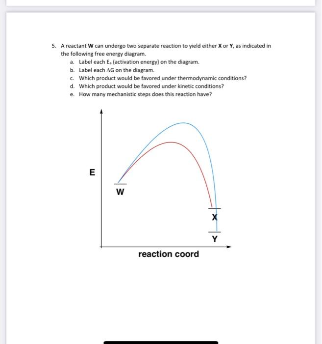 Solved 5. A reactant w can undergo two separate reaction to | Chegg.com