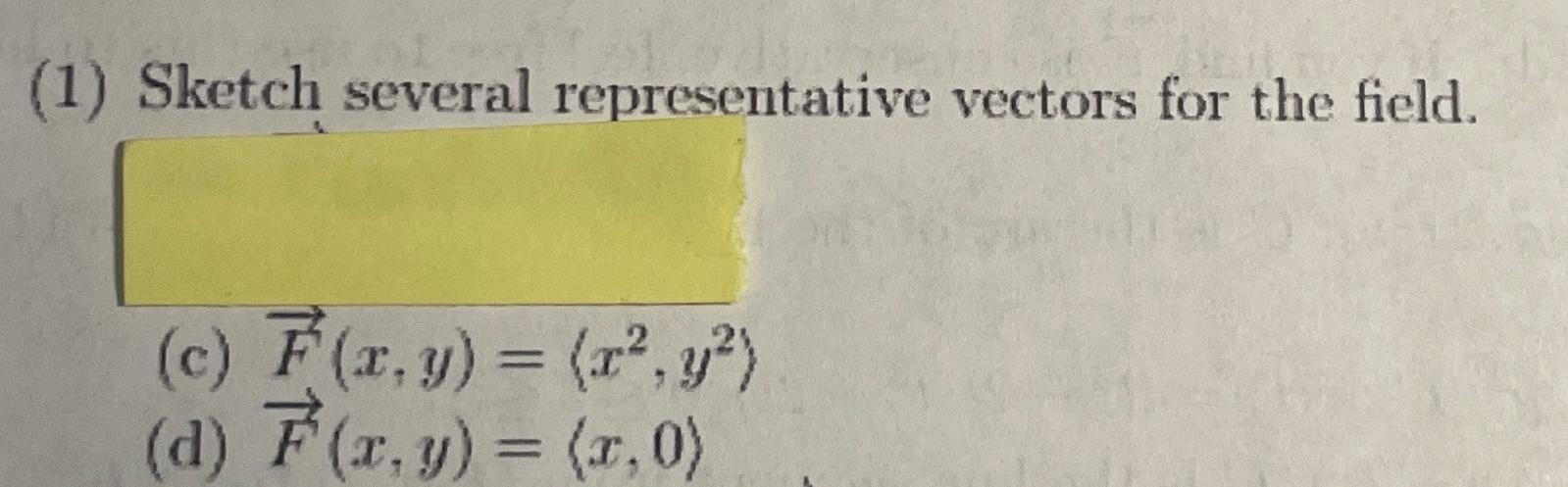 Solved (1) ﻿Sketch several representative vectors for the | Chegg.com
