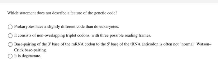 Solved Which statement does not describe a feature of the | Chegg.com