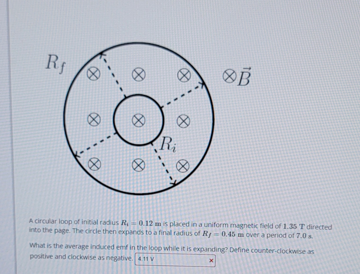 Solved A circular loop of initial radius Ri=0.12m ﻿is placed | Chegg.com