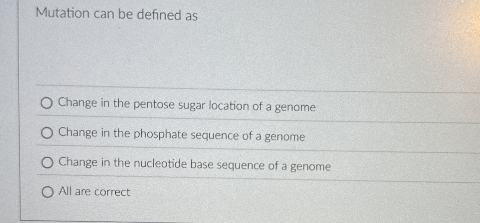 Solved Mutation can be defined asChange in the pentose sugar | Chegg.com