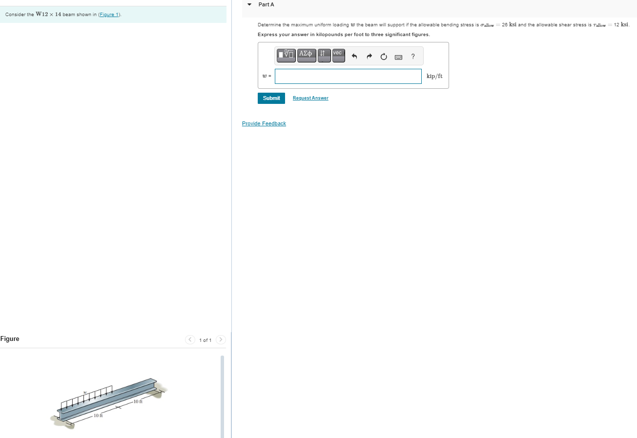 Solved Part ADetermine the maximum uniform loading w ﻿the | Chegg.com