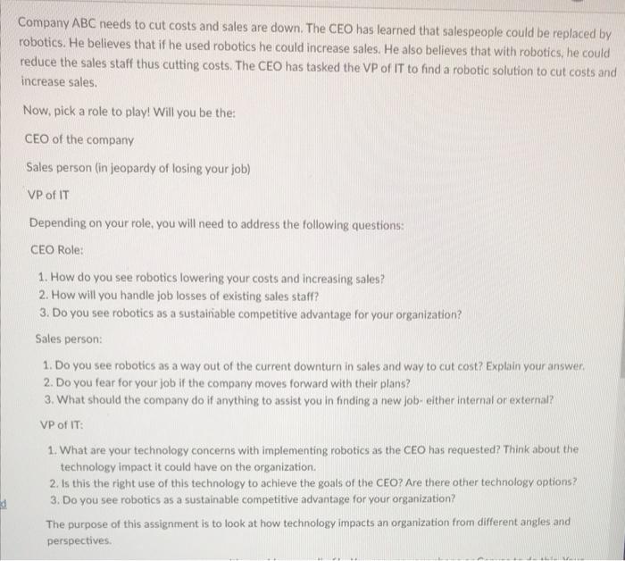 Solved Chapter 11 Case: Robots Took My Job Robots Took My | Chegg.com