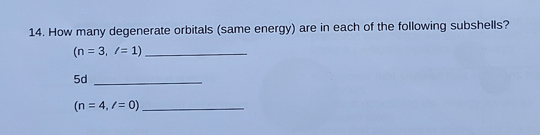 Solved How many degenerate orbitals (same energy) ﻿are in | Chegg.com