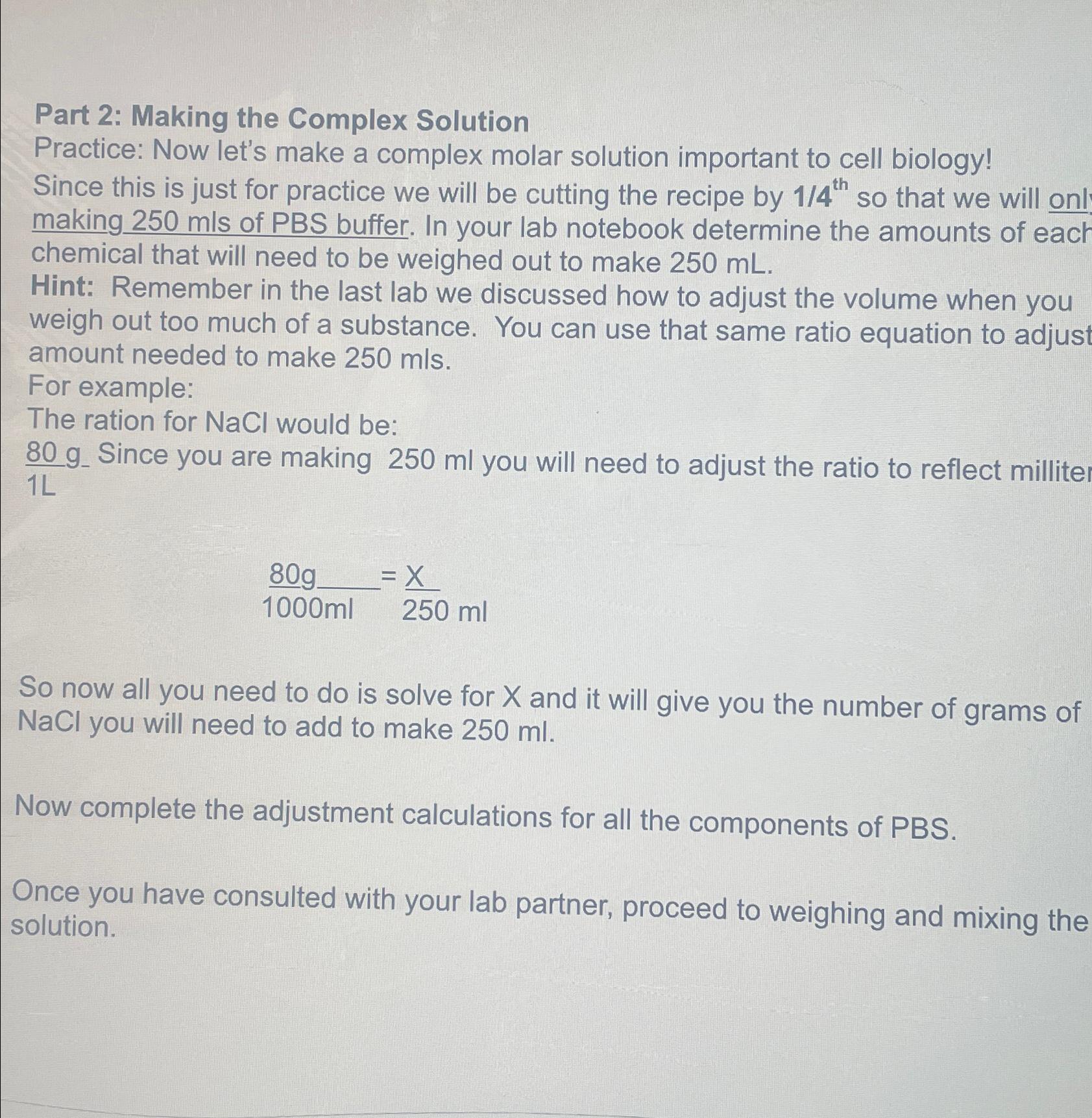 Solved Part 2: Making the Complex SolutionPractice: Now | Chegg.com