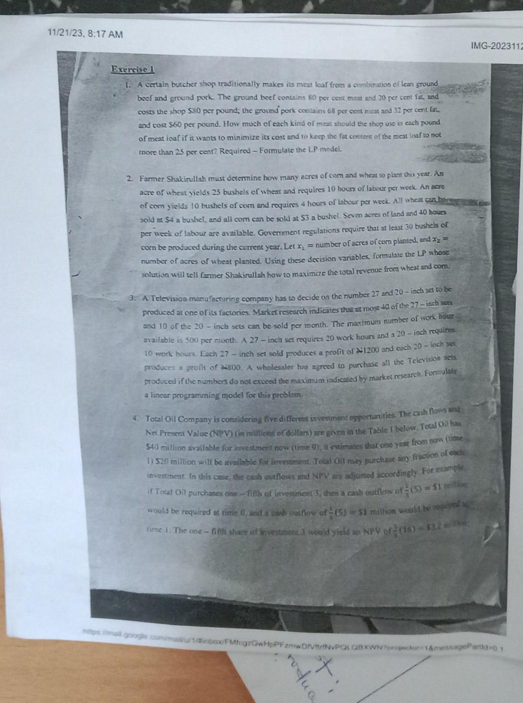 Solved Exercise 1 1. A certain butcher shop traditionally | Chegg.com