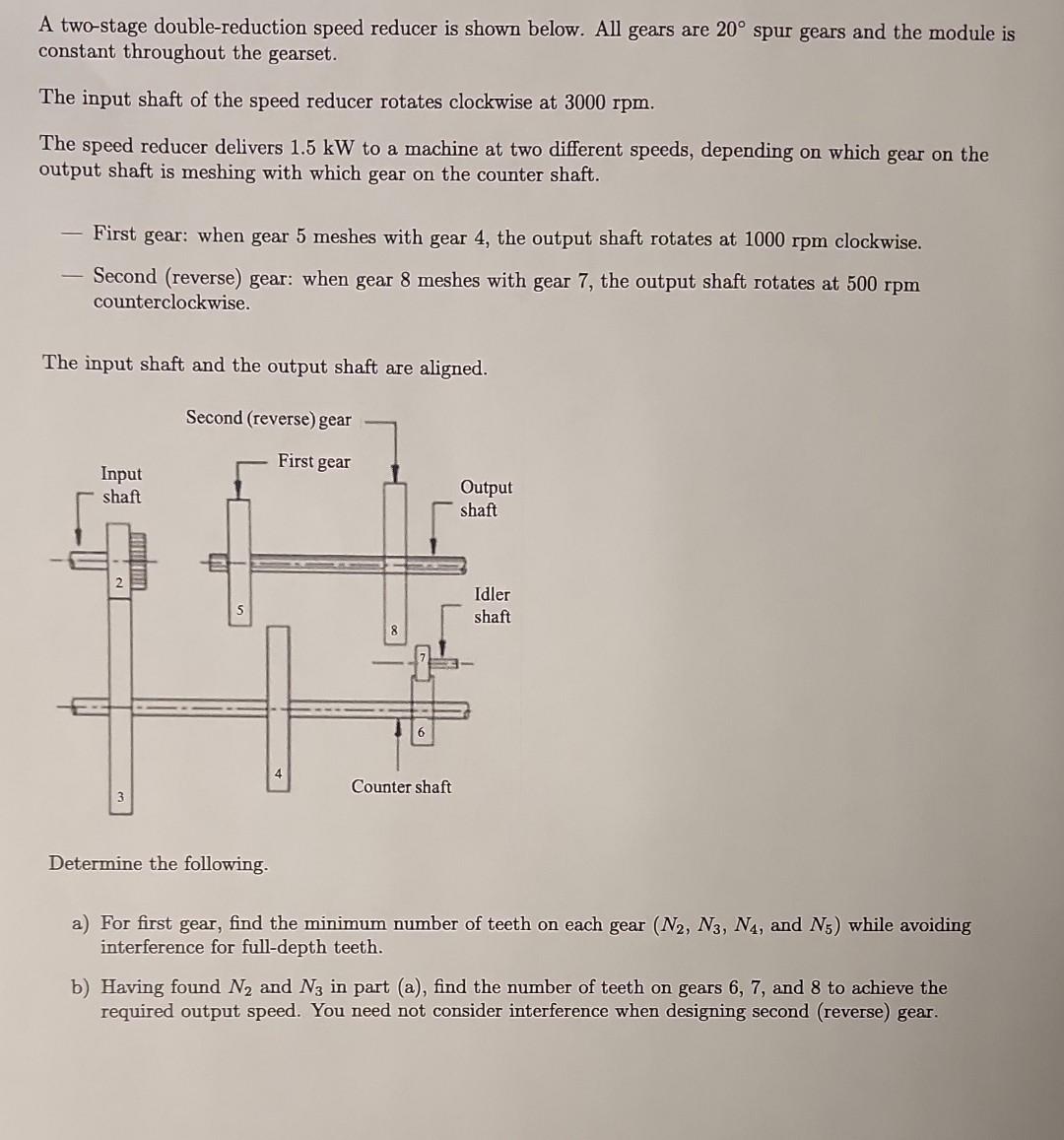 Solved A two-stage double-reduction speed reducer is shown | Chegg.com