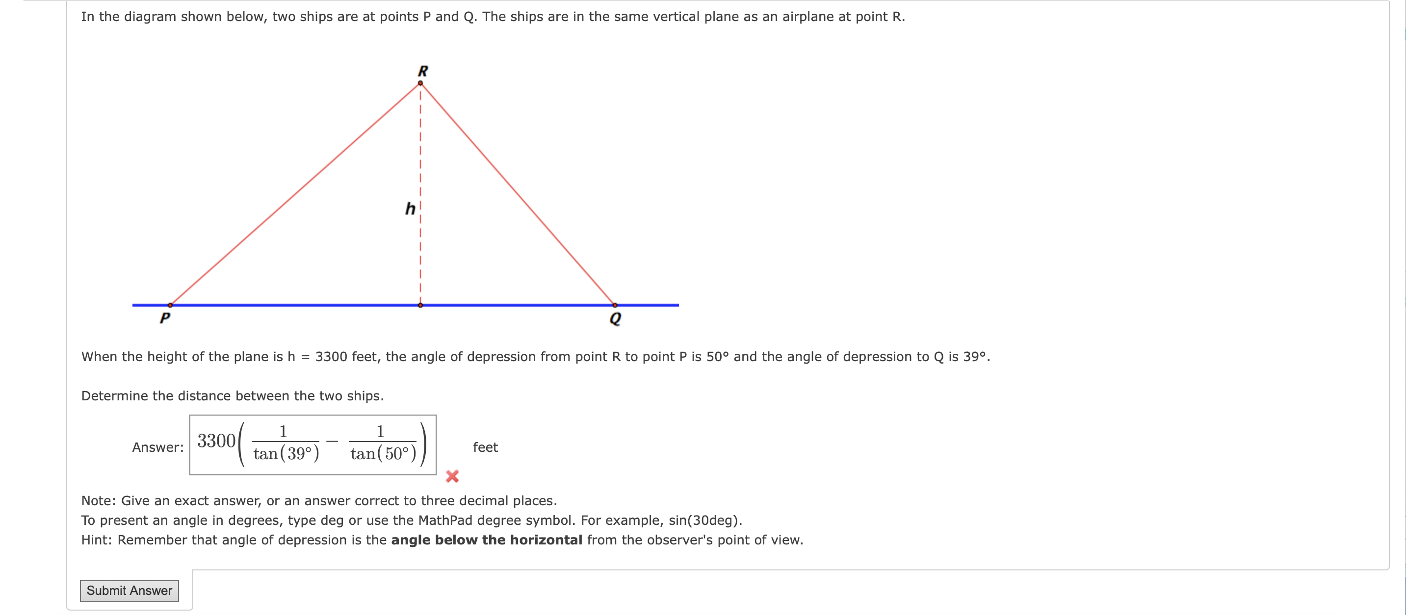 Solved In the diagram shown below, two ships are at points P | Chegg.com