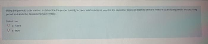 Using the periodic order method to determine the | Chegg.com