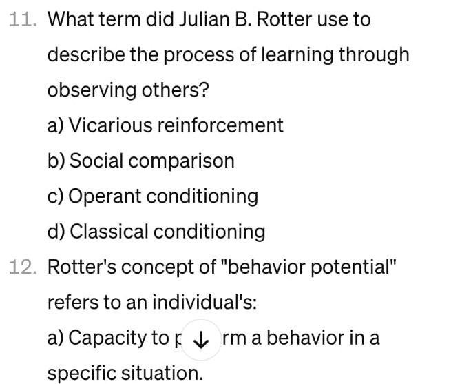 Solved What term did Julian B. ﻿Rotter use to describe the | Chegg.com