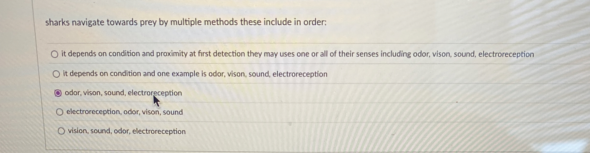 Solved sharks navigate towards prey by multiple methods | Chegg.com