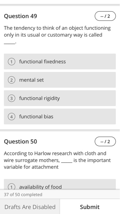 Solved Question 49 -- /2 The tendency to think of an object | Chegg.com