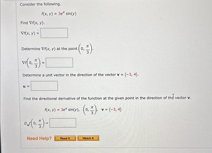 Solved Consider the following. f(x,y)=3exsin(y) Find | Chegg.com