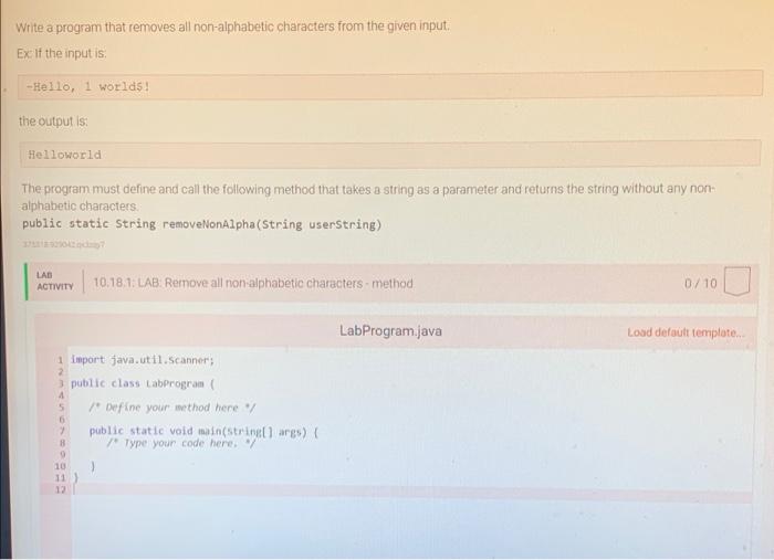 Solved Write A Program That Removes All Non alphabetic Chegg