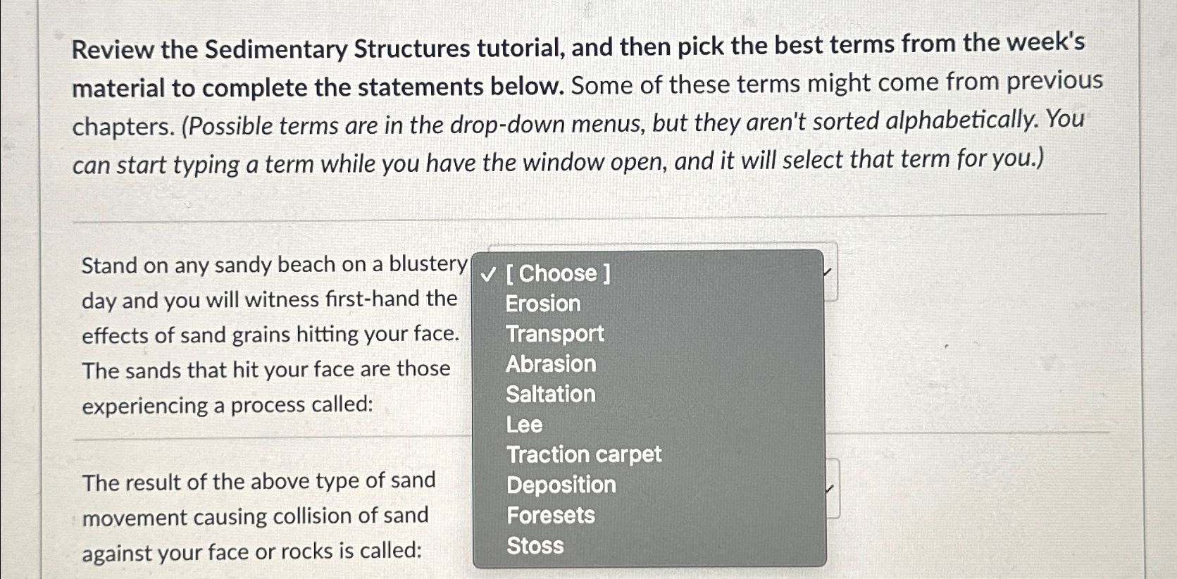Solved Review the Sedimentary Structures tutorial, and then | Chegg.com