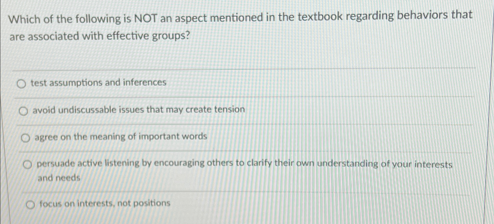 Solved Which of the following is NOT an aspect mentioned in | Chegg.com