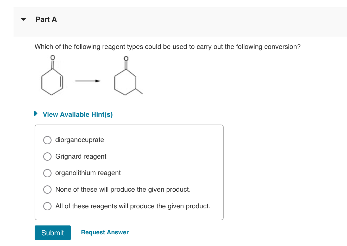 Solved Part AWhich of the following reagent types could be | Chegg.com