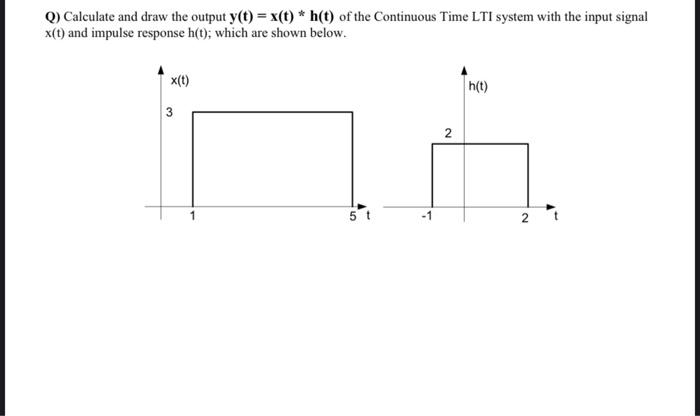 Solved Q) Calculate and draw the output y(t)=x(t)∗h(t) of | Chegg.com