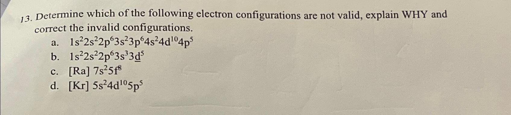 Solved Determine which of the following electron | Chegg.com