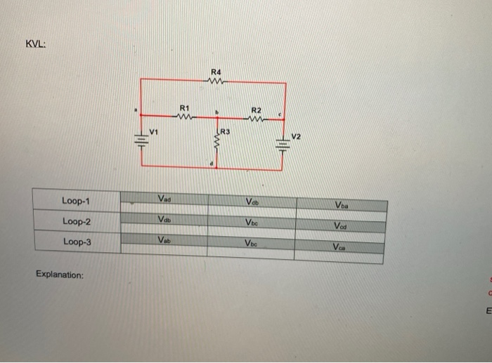 Solved KVL: R4 w R1 b R2 V1 (R3 V2 HUF Alih Loop-1 Vad Vo | Chegg.com
