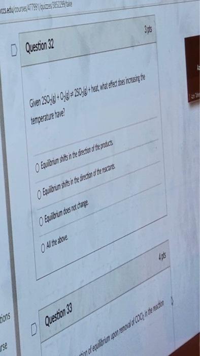 Solved Question 33 cog+CH36)=coc2(2) below?Question 32. | Chegg.com