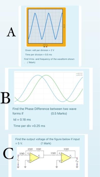 Solved A Given: volt per division = 2V Time per division = | Chegg.com