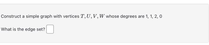 Solved Construct a simple graph with vertices T,U,V,W whose | Chegg.com