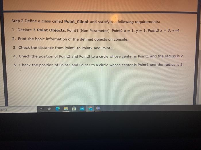 Solved Step 2 Define a class called Point Client and satisfy | Chegg.com